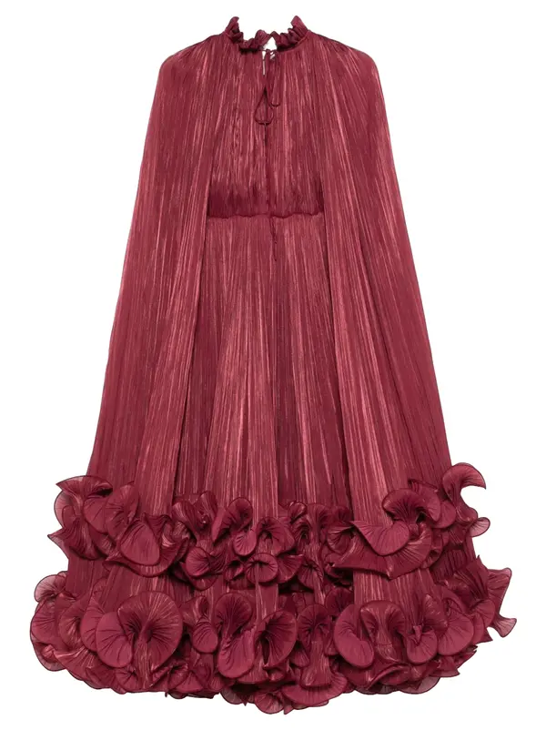 ANA RADU Plissé Maxi Dress - Red