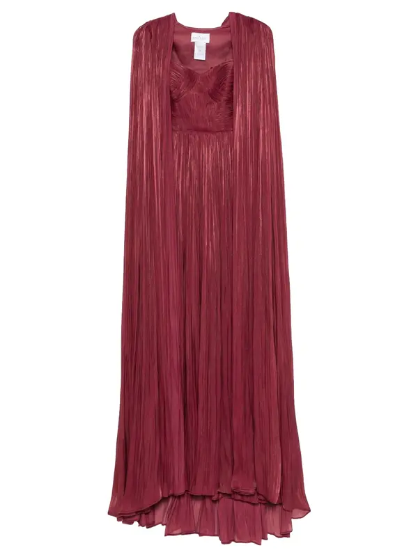 ANA RADU Layered Plissé Gown - Red