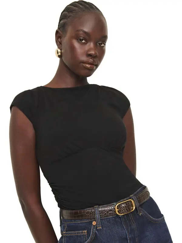 REFORMATION Madelyn Knit Top - Black
