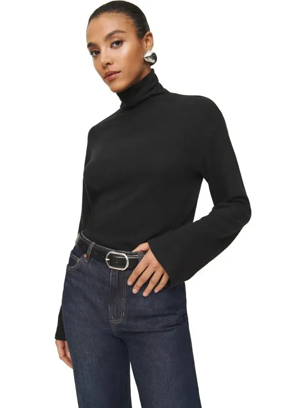 REFORMATION Anya Knit Top - Black