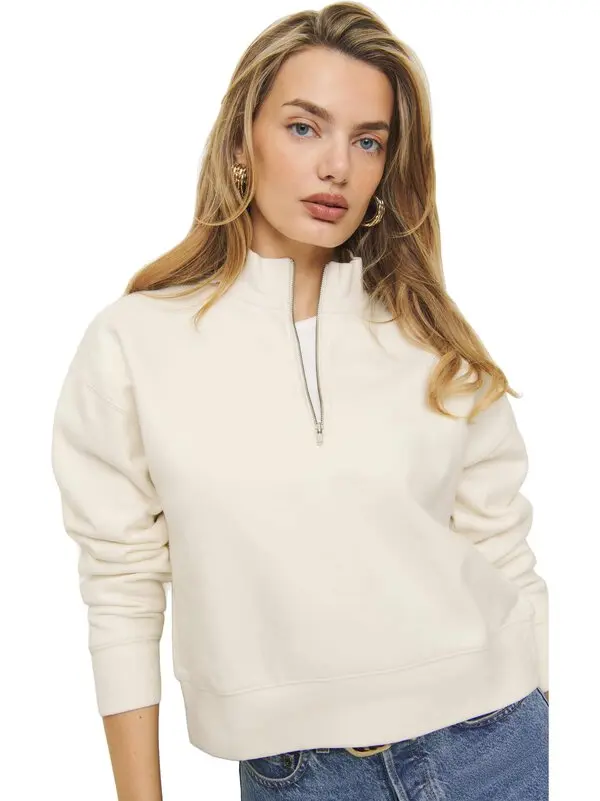 REFORMATION Maddie Zip Sweatshirt - Ivory