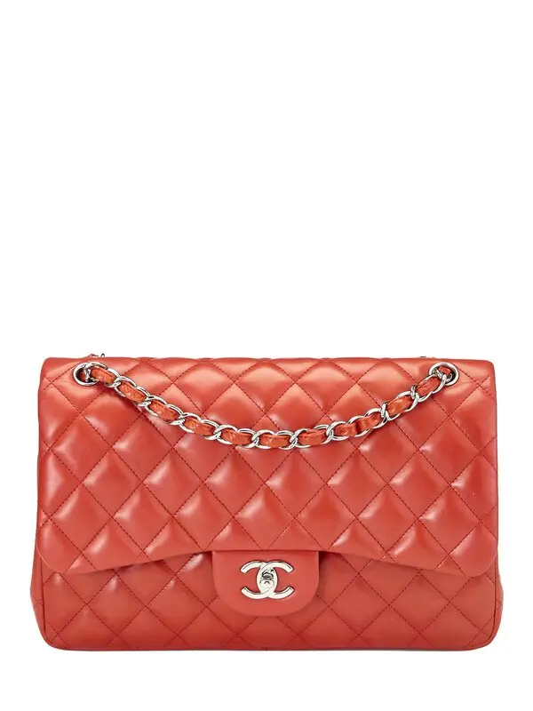 Chanel Quilted Lambskin Flap Bag - Orange