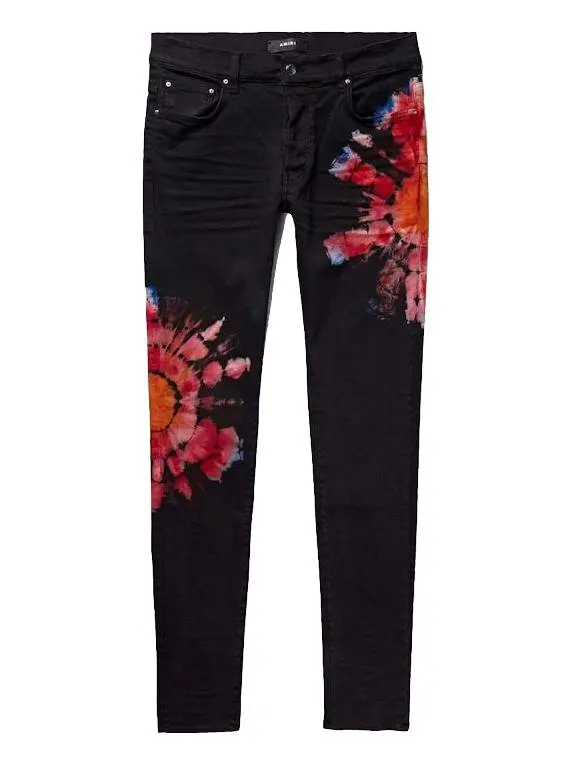 Amiri Tie-dye Denim Jeans - Black