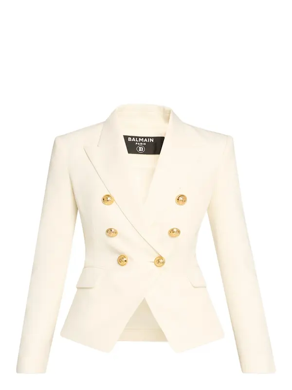 Balmain Classic Fitted Wool Jacket - White