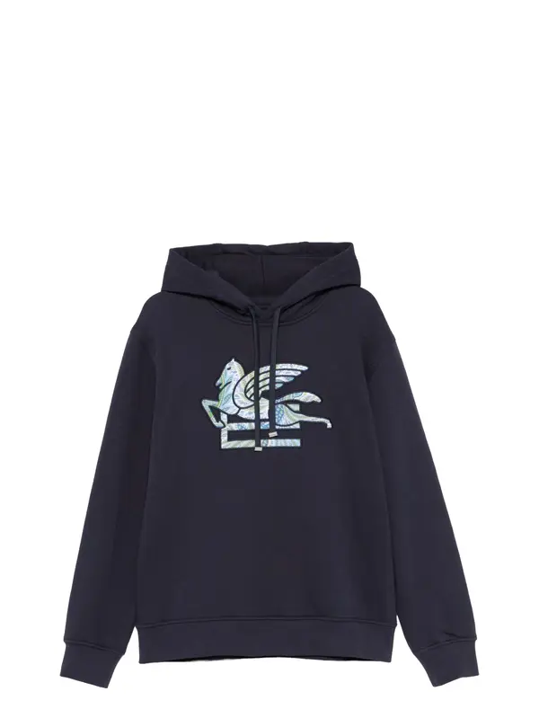 Etro Pegaso-motif Hoodie - Blue