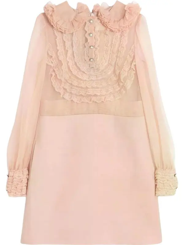Valentino Garavani Crepe Couture Embroidered Mini Dress - Pink