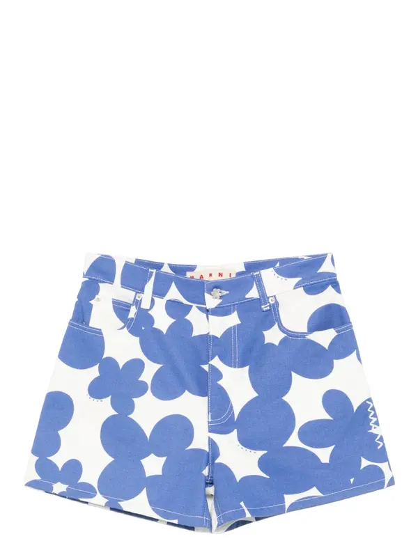 Marni Floral-print Mini Skirt - Blue