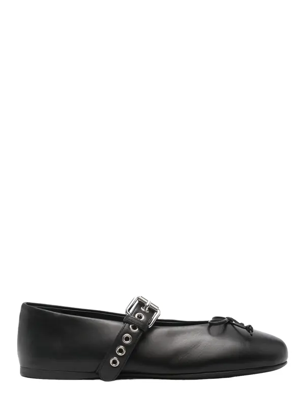 Miu Miu Leather Ballerina Shoes - Black