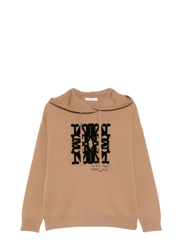 Max Mara Flocked-logo Hoodie - Brown