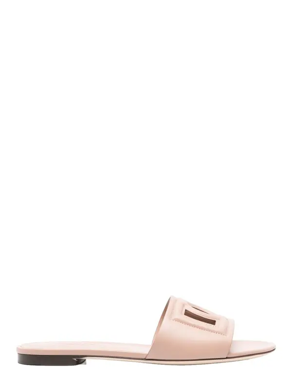 Dolce & Gabbana Dg-logo Leather Slides - Pink