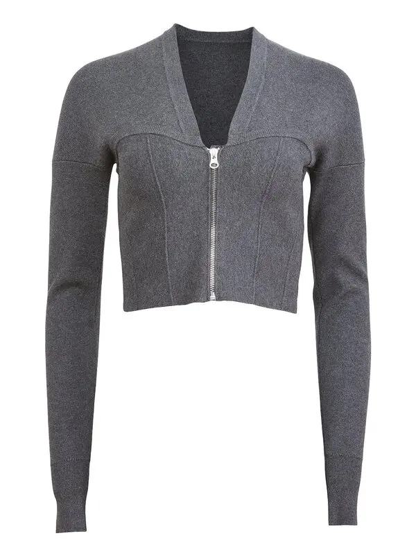FLEUR DU MAL Knit Zip Bustier Cardigan - Dark Heather Grey