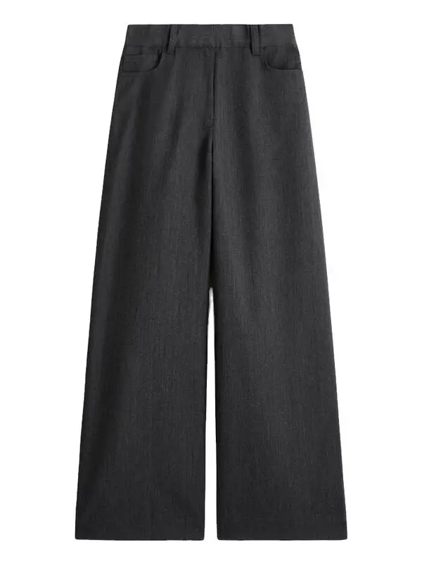 Cos Regular Wool-blend Wide-leg Pants - Black