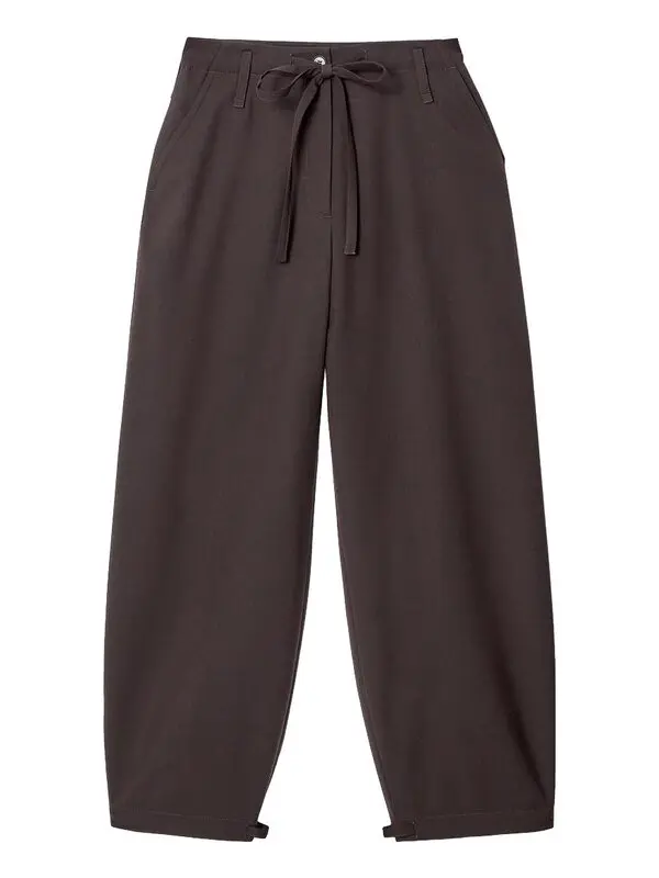 Cos Drawstring Twill Barrel-leg Pants - Brown