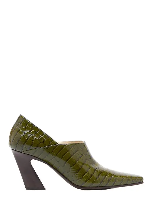 Bottega Veneta Croc-effect Leather Loafer Pumps - Green