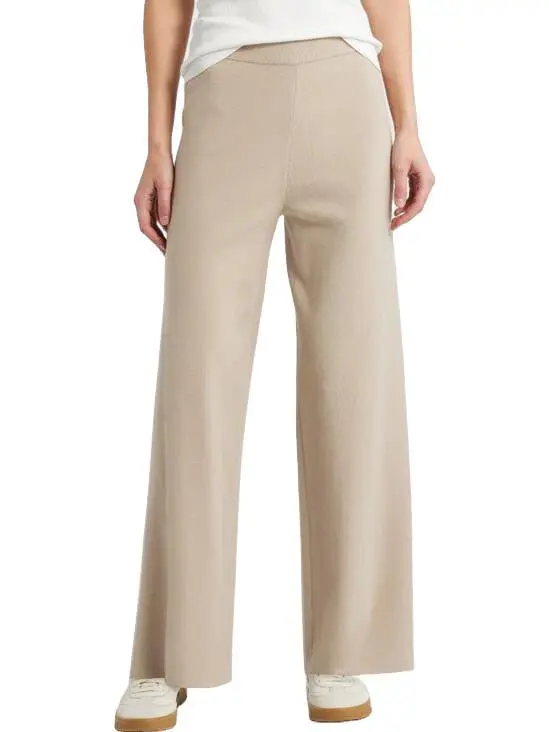 Rails Krista Knit Wide Leg Pants - Heather Oatmeal