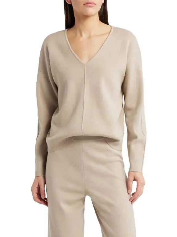 Rails Hollyn V-neck Sweater - Heather Oatmeal