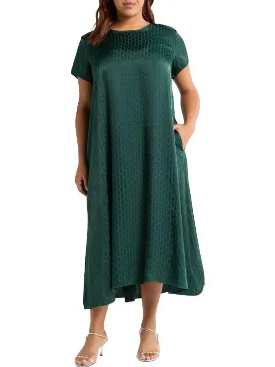 Nordstrom Geo Satin Jacquard Midi Dress - Green Park