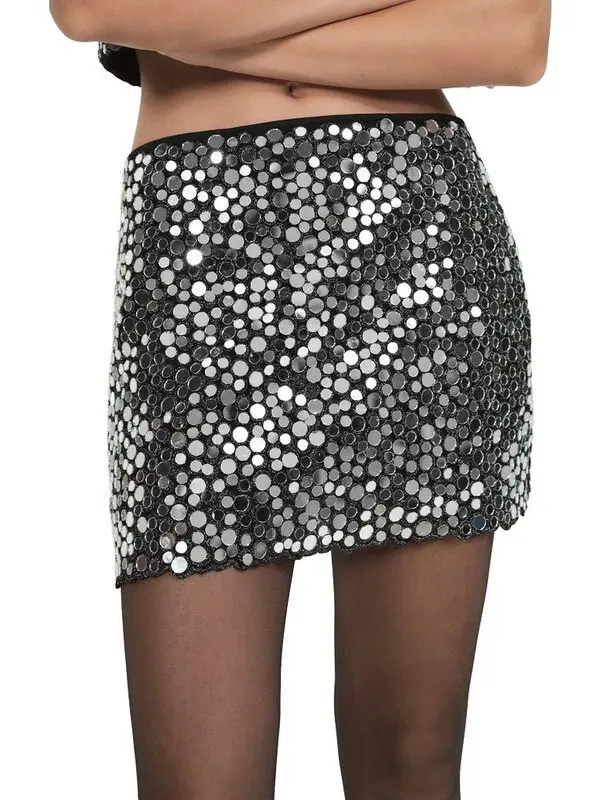 Mango Sequin Miniskirt - Grey
