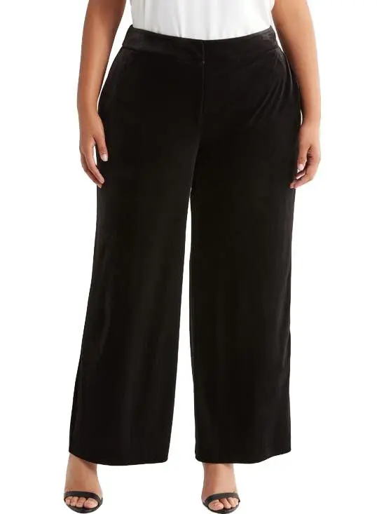 TAHARI ASL Velvet Wide Leg Pants - Black