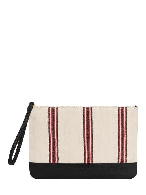 K'AI & VROSI Apollon Calfskin And Handloomed Fabric Clutch - Black