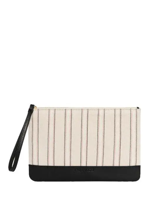 K'AI & VROSI Defne Calfskin & Handloomed Fabric Clutch - Black