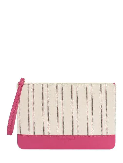 K'AI & VROSI Defne Calfskin & Handloomed Fabric Clutch - Pink