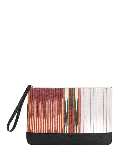 K'AI & VROSI Puli Calfskin And Handloomed Fabric Clutch - Black