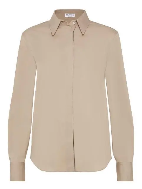 Brunello Cucinelli Stretch Poplin Shirt - Brown