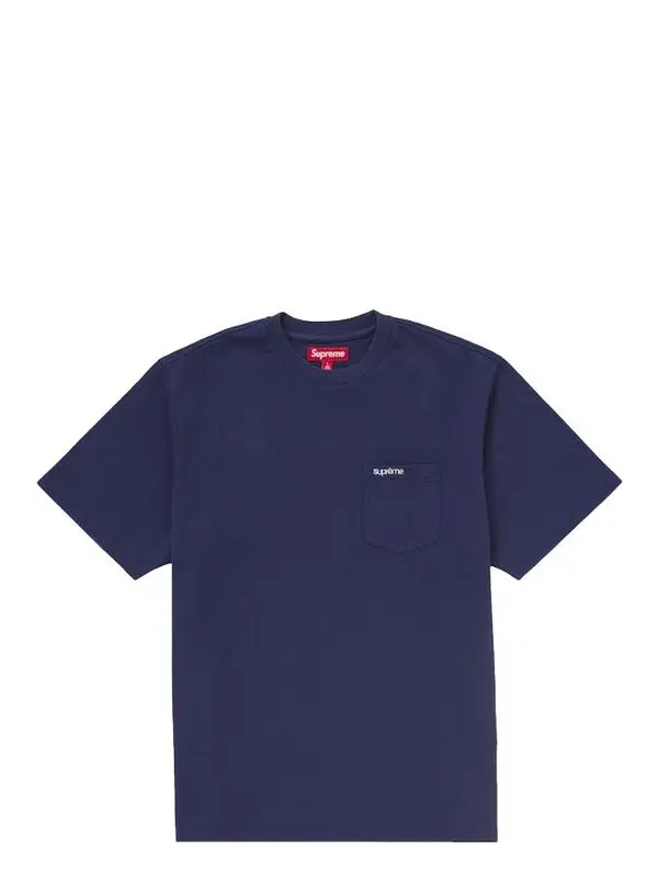 Supreme Short Sleeve Pocket Tee Shirt - Navy Blue