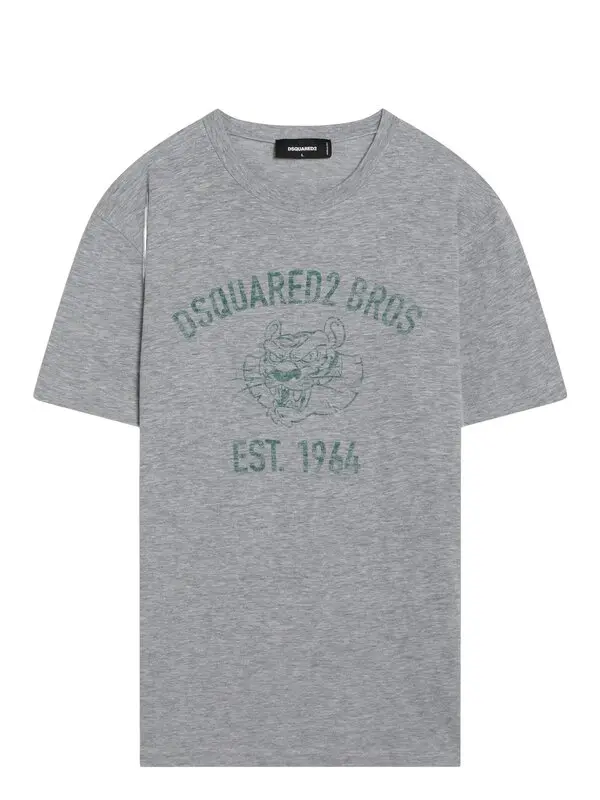 Dsquared2 Mélange T Shirt With Logo Print - Grey
