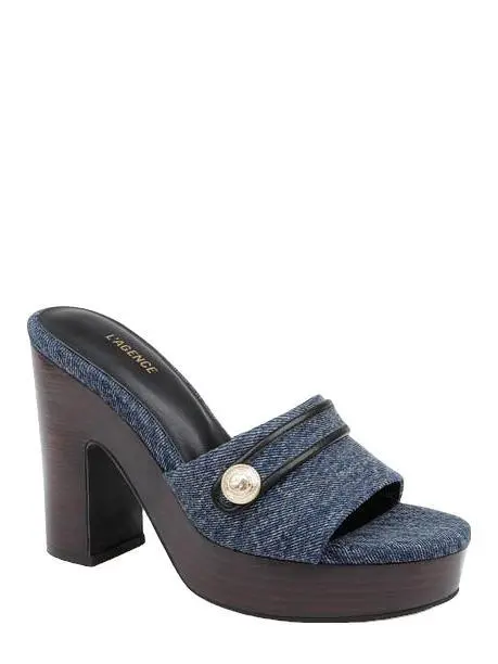 L'Agence Gladys Platform Slide Sandal - Dark Denim