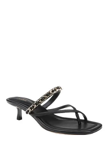 L'Agence Georgette Kitten Heel Slide Sandal - Black Leather