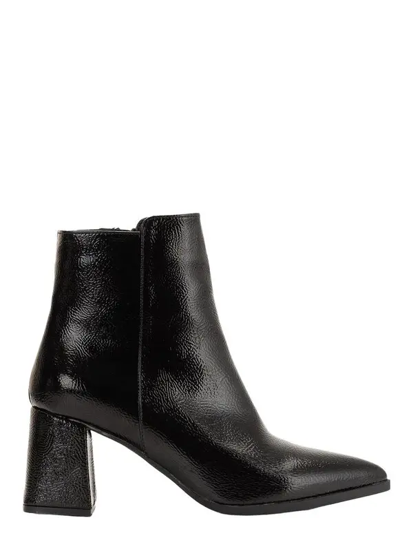 FOREVER & ALWAYS SHOES Edith Pointed Toe Ankle Boots - Black Patent