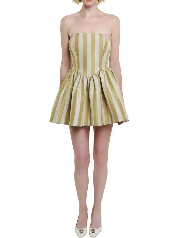 MADELINE MARIE Roxanne Mini Dress - Sage Stripe