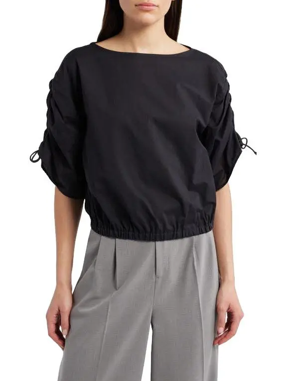 Emporio Armani Cropped Cotton Top - Solid Black
