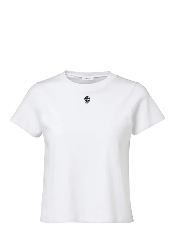 Alexander McQueen Skull Cropped T-shirt - White