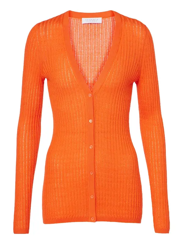 Gabriela Hearst Emma Pointelle Cashmere And Silk Cardigan - Orange