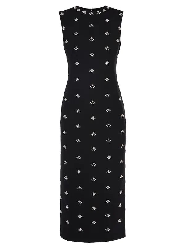 Oscar De La Renta Embellished Wool-blend Cocktail Dress - Black