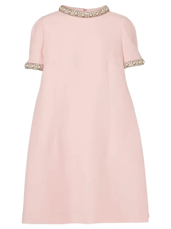 Valentino Garavani Crepe Couture Embroidered Minidress - Pink