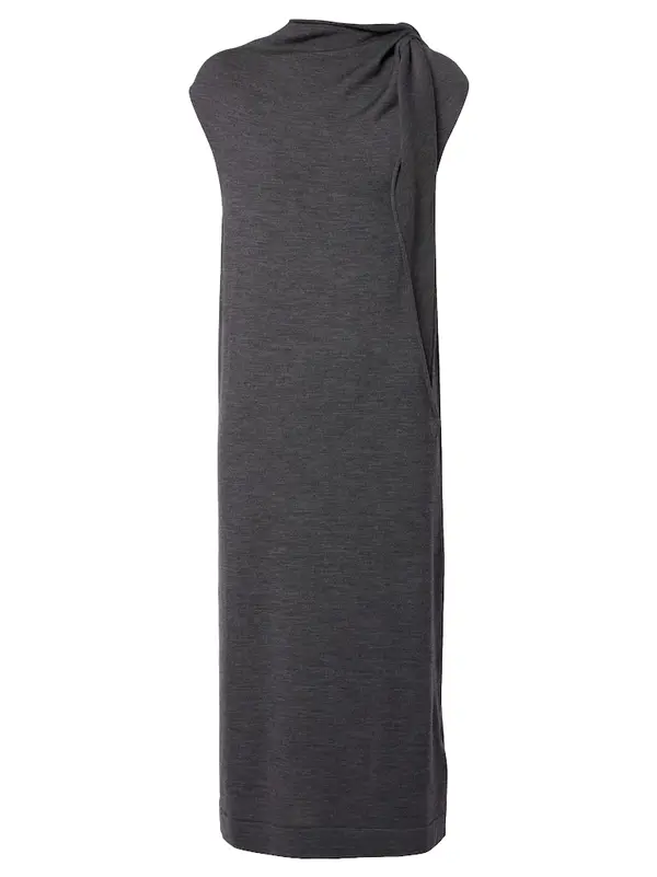 JIL SANDER Wool Midi Dress - Grey
