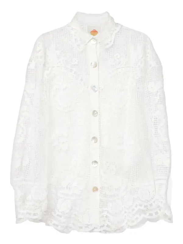 Farm Rio Swan Lake Guipure Shirt - White