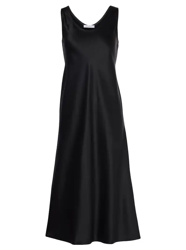 Max Mara Banjo Silk Satin Midi Dress - Black