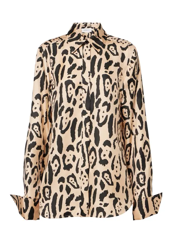 Sportmax Armony Leopard-print Silk Shirt - Brown