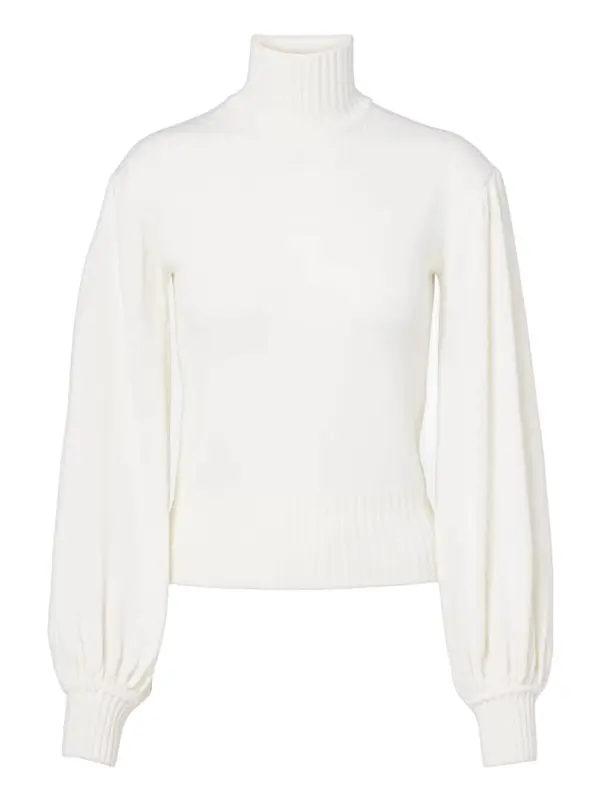 Max Mara Acume Virgin Wool Turtleneck Sweater - White