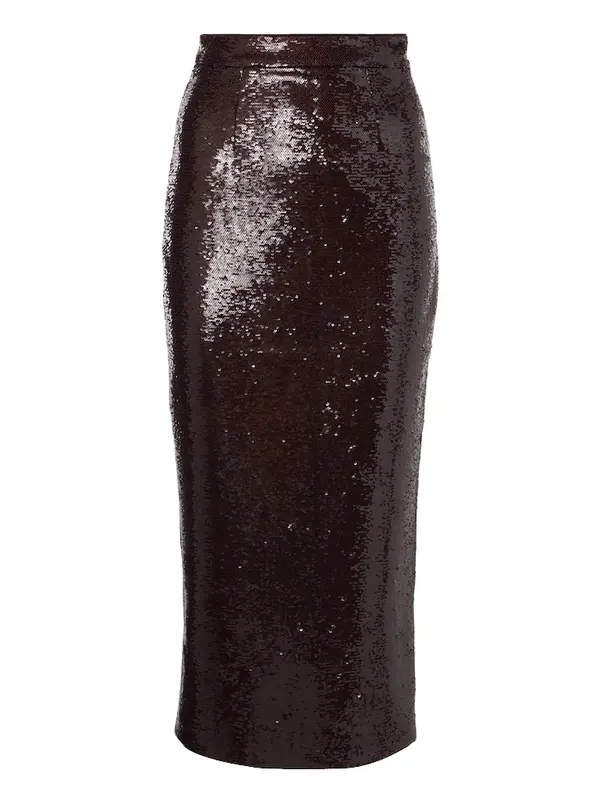 Roland Mouret Sequined Midi Skirt - Brown