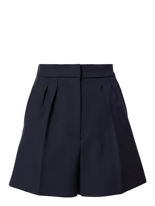 Max Mara Zic High-rise Wool-blend Canvas Shorts - Blue