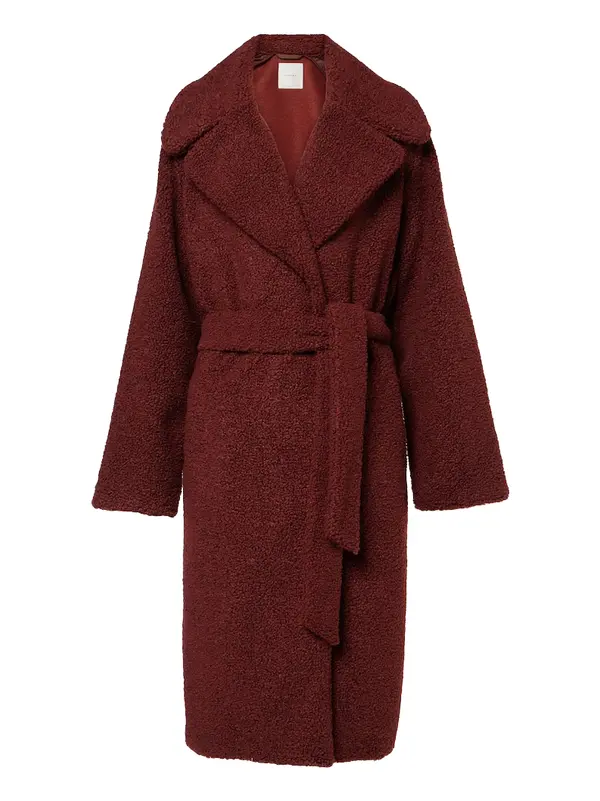 Varley Vermont Faux Shearling Wrap Coat - Burgundy