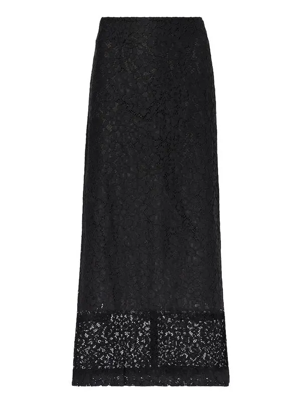 Proenza Schouler Floral Lace Maxi Skirt - Black
