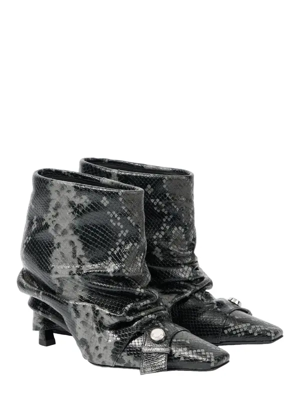 Attico Juno 95 Snake-effect Leather Ankle Boots - Black
