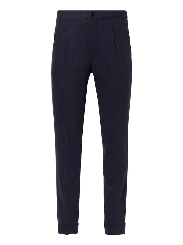 Thom Sweeney Wool Straight Leg Pants - Blue